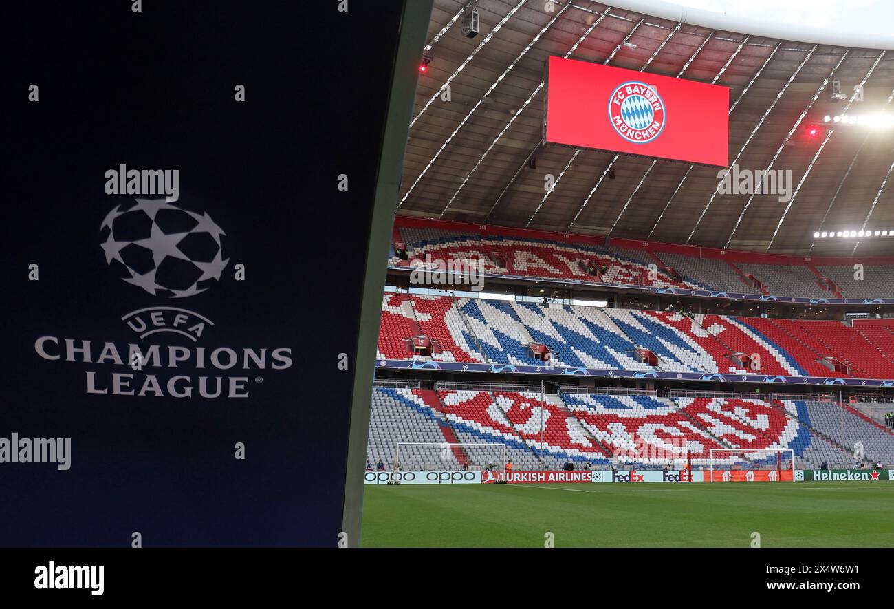MUNICH, GERMANY - APRIL 30: General view inside the stadium prior the ...