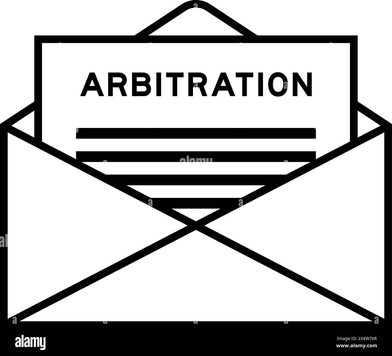 Envelope and letter sign with word arbitration as the headline Stock ...