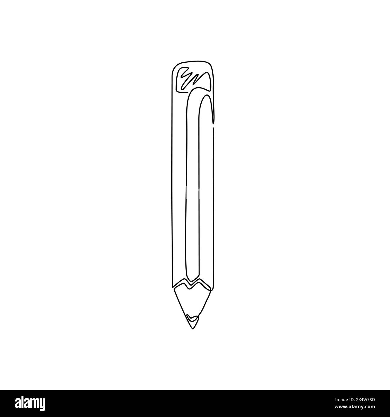 Single one line drawing pencil flat icon. Symbol of graduation for web ...