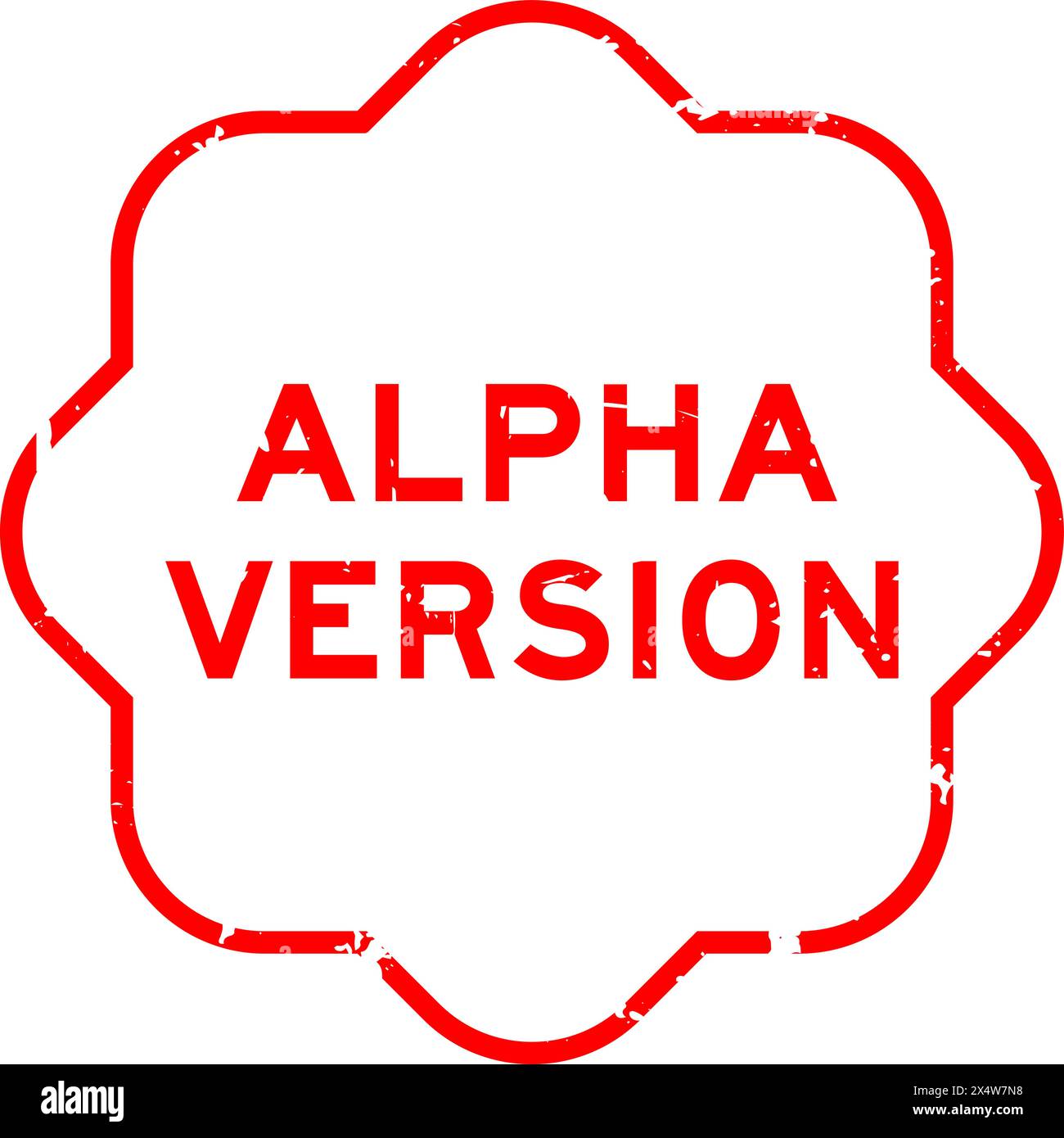 Grunge red alpha version word rubber seal stamp on white background ...