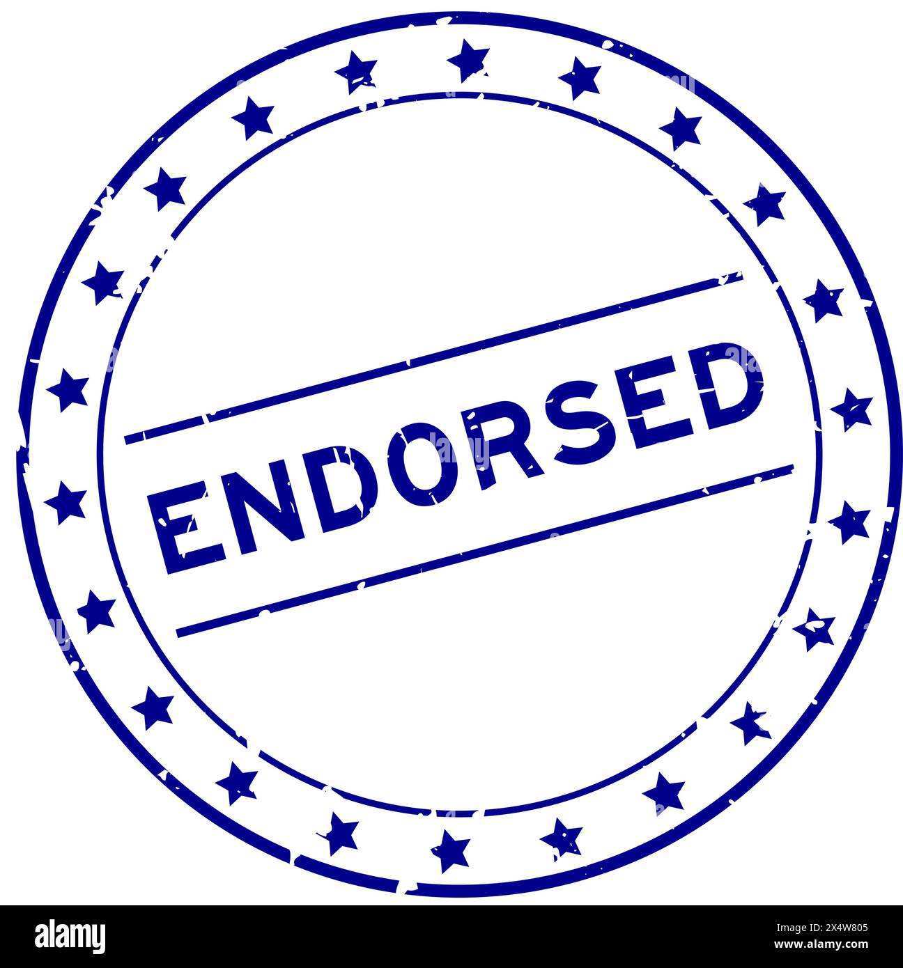 Grunge blue endorsed word round rubber seal stamp on white background ...