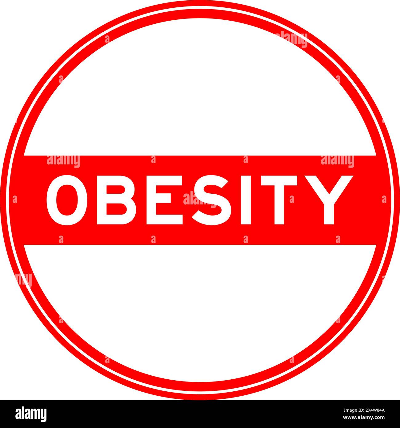 Red color round seal sticker in word obesity on white background Stock ...