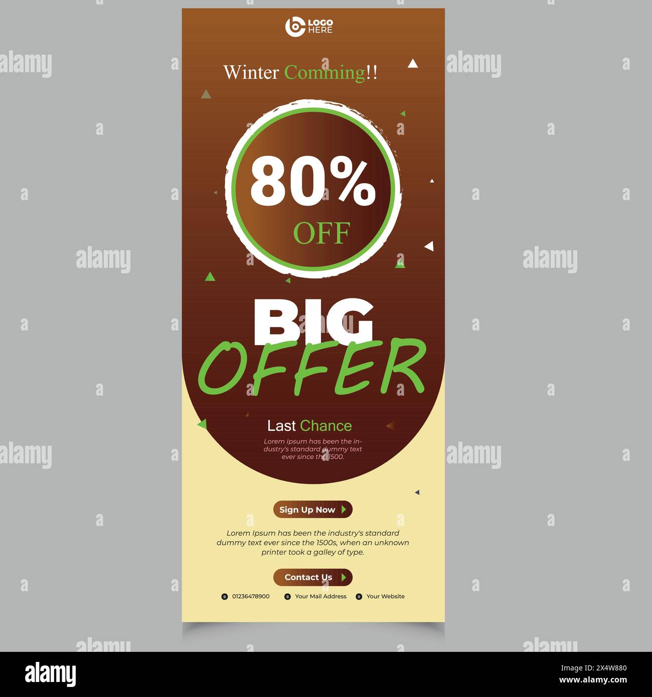 Sale roll up banner template design big special offer to 80% off vector ...