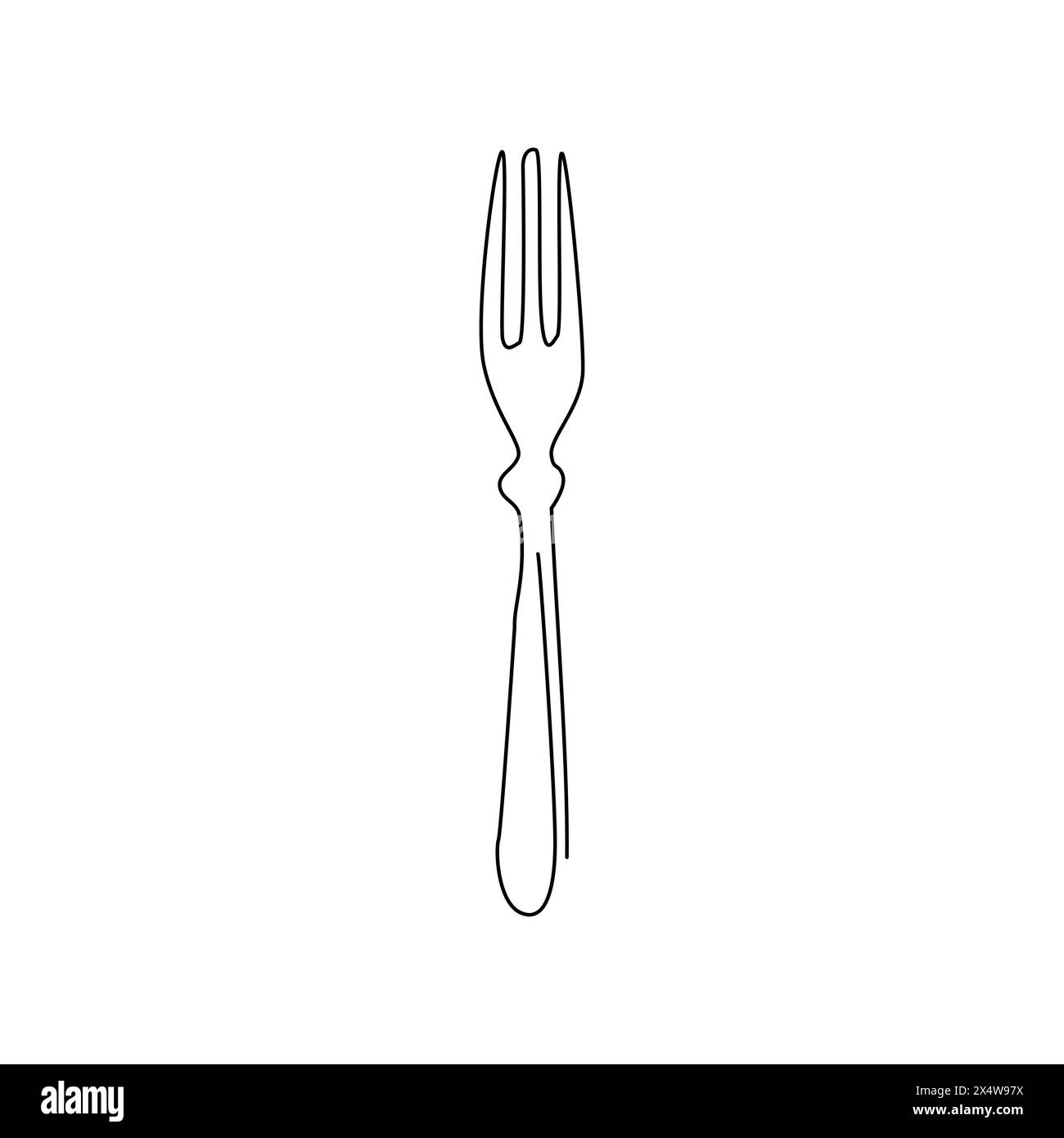 Continuous one line drawing food fork flat logo symbol icon. Silhouette ...