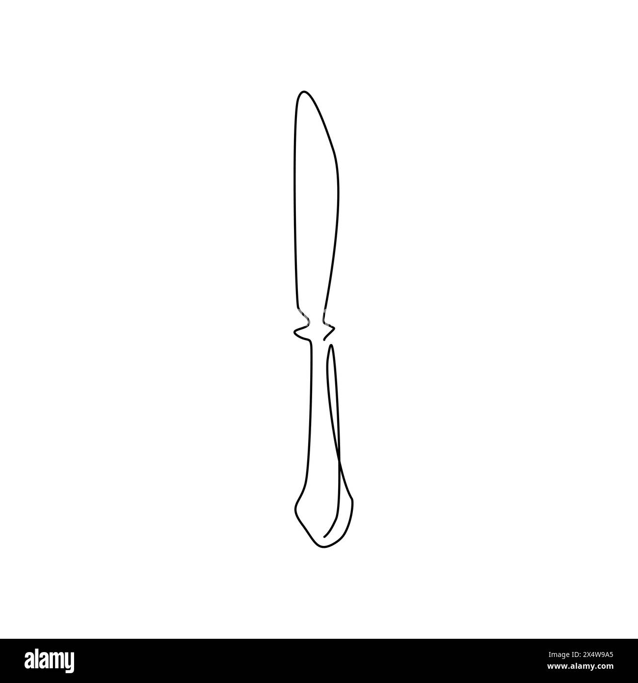 Continuous one line drawing food knife logo symbol icon. Silhouette ...