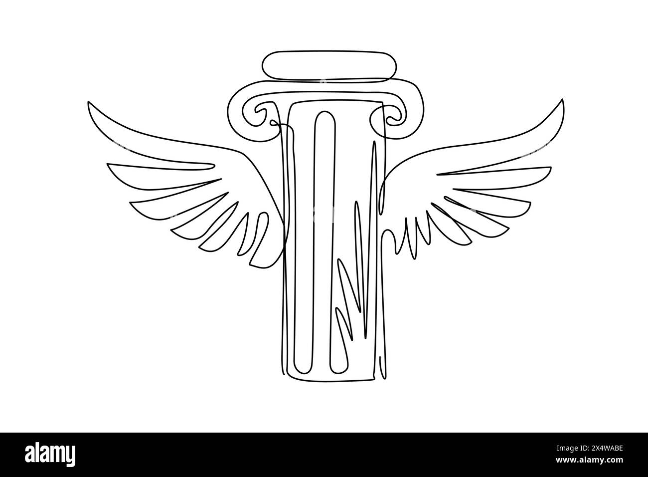 Single one line drawing pillar wing flat logo template ready for use ...