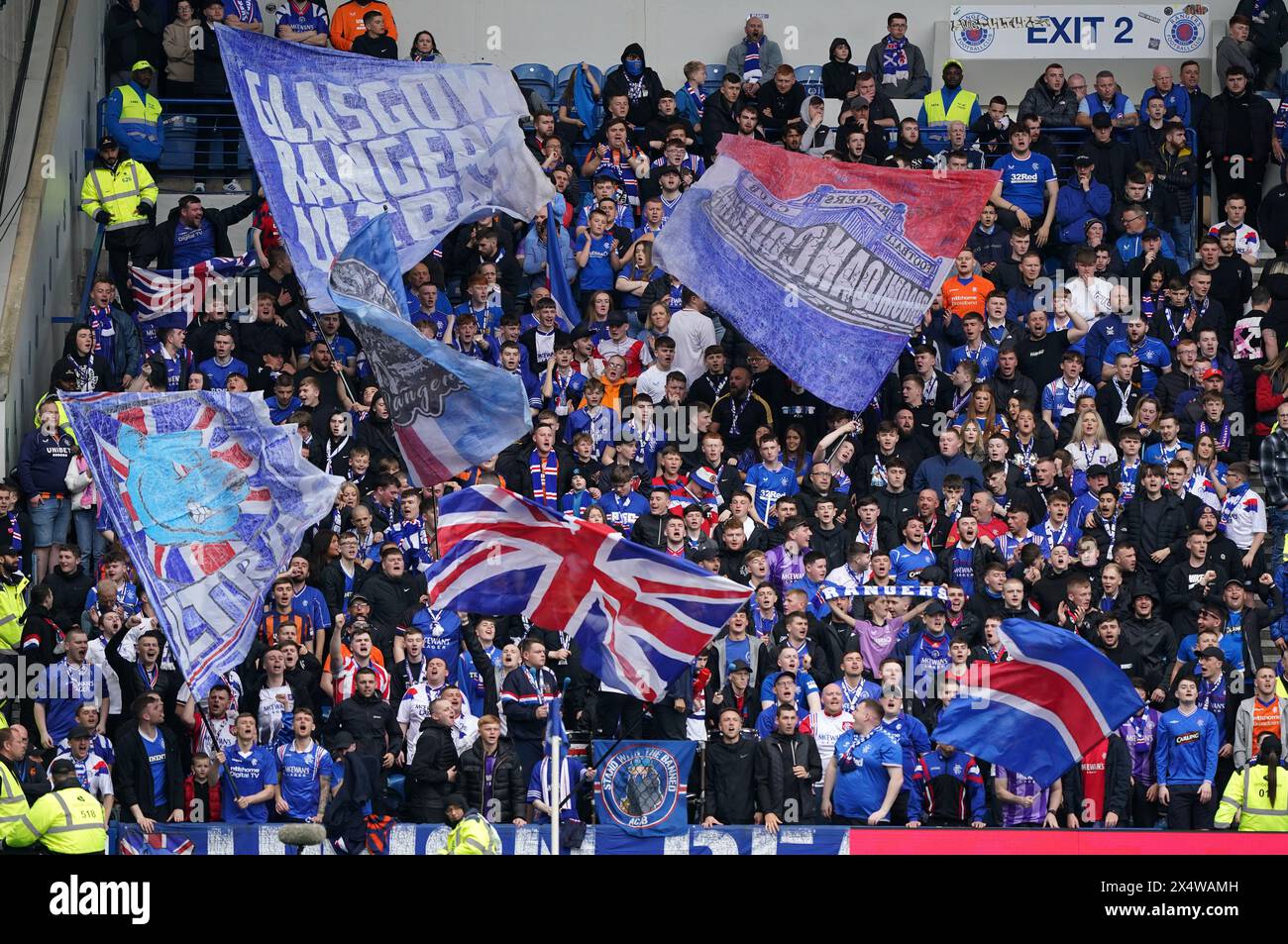 Rangers fans in the stands during the cinch Premiership match at Ibrox ...