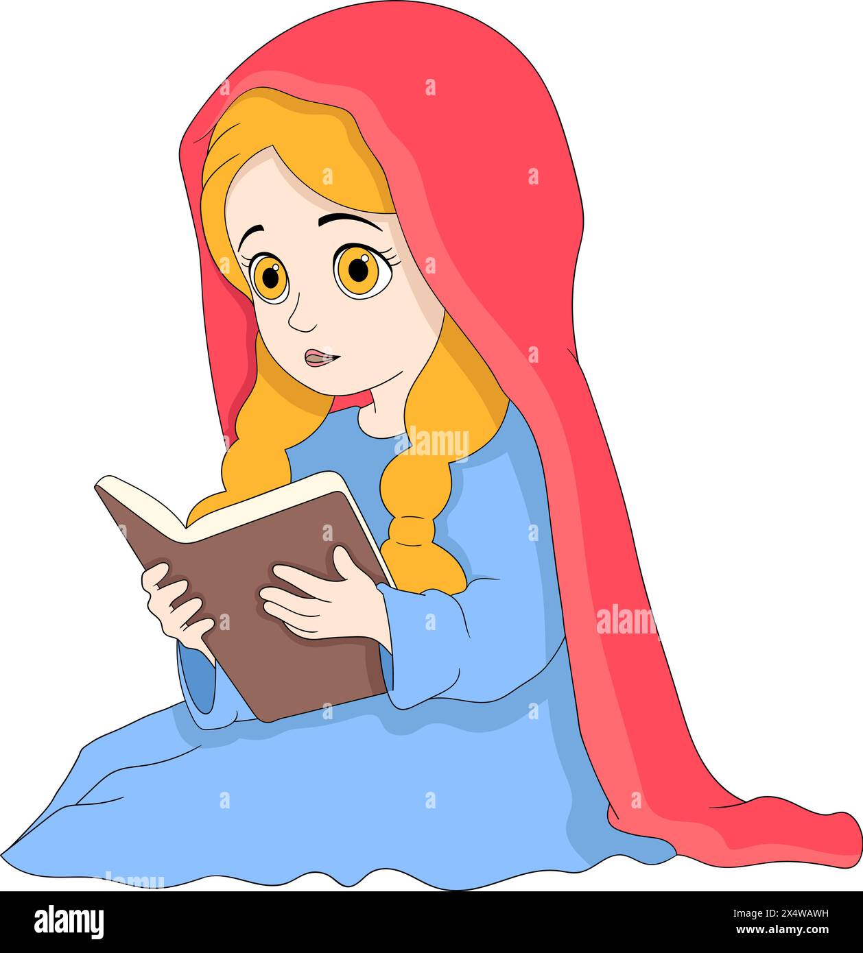 Islamic cartoon illustration, Muslim girl wearing a hijab sitting ...