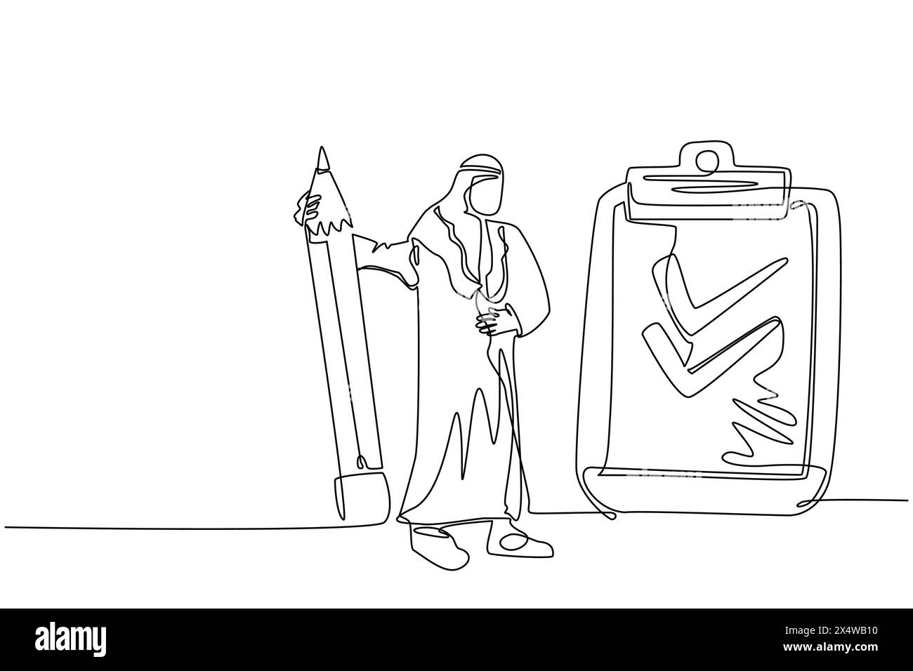 Continuous one line drawing happy smiling Arabian businessman with ...