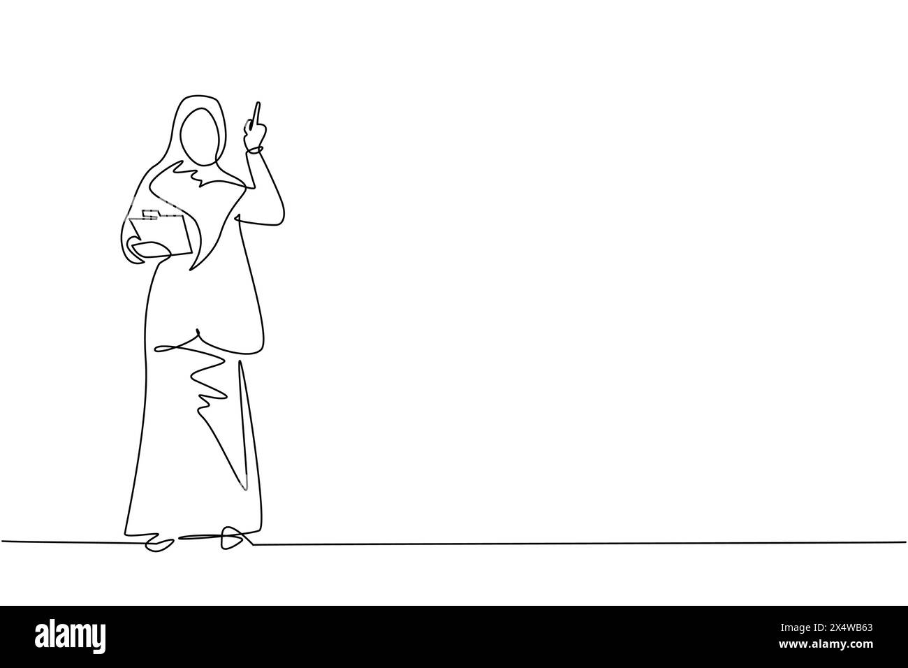 Single one line drawing young Arabian businesswoman wearing suit ...