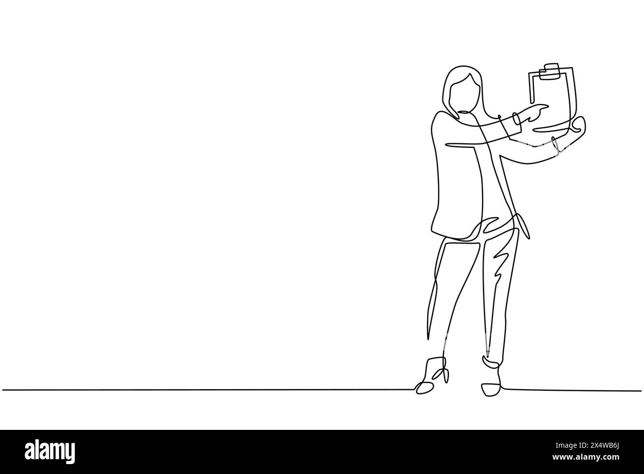 Continuous one line drawing office workers standing with clipboards ... Continuous one line drawing office workers standing with clipboards ...