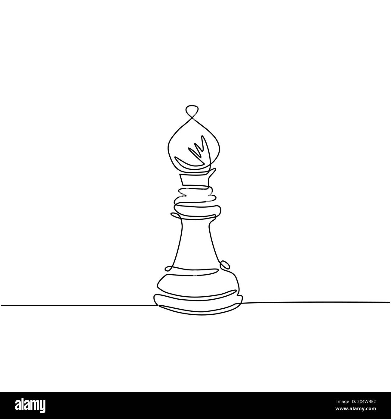 Single one line drawing chess bishop logo isolated on white background ...