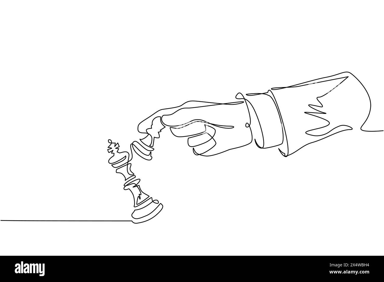 Continuous one line drawing man hand holding chess pawn. Male use pawn ...