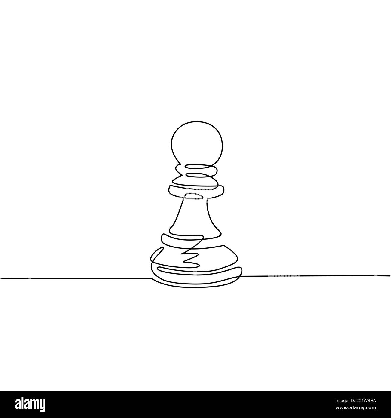 Single one line drawing chess pawn logo isolated on white background ...