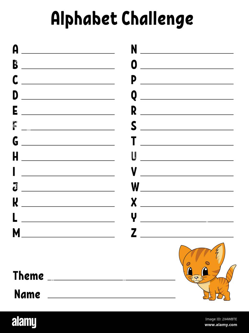 Alphabet challenge. Educational activity worksheet for kids and ...