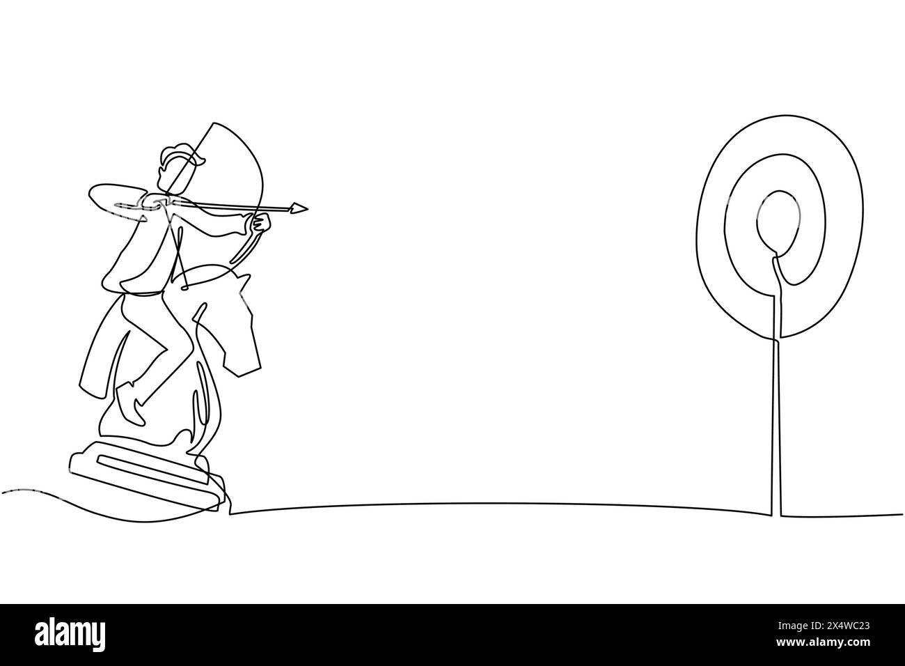 Continuous one line drawing businessman holding archery aiming target ...