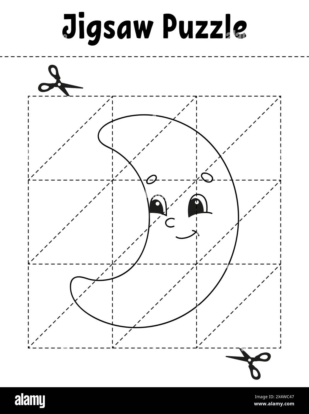 Jigsaw puzzle. Coloring page for kids. Vector illustration Stock Vector ...