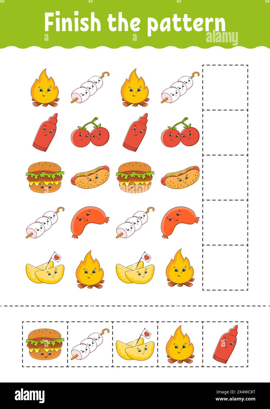 Finish the pattern. Cut and play. Education developing worksheet ...