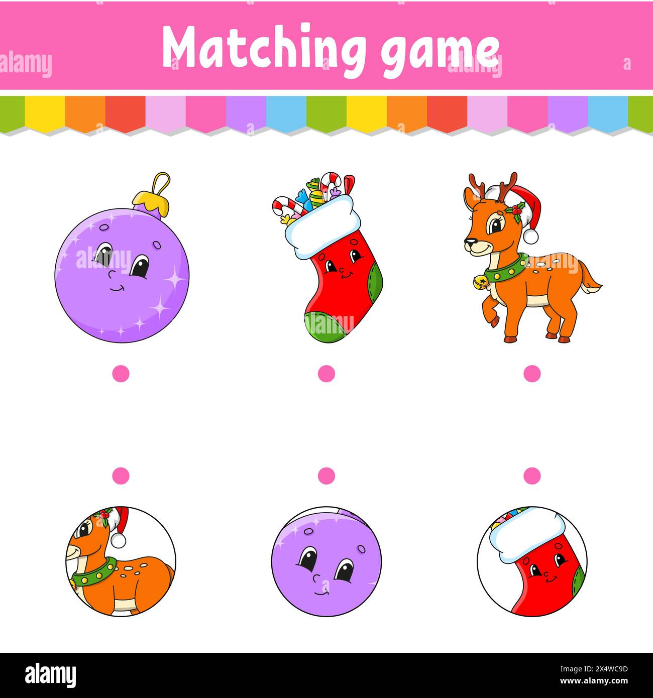 Matching game for kids. Education developing worksheet. Draw a line ...