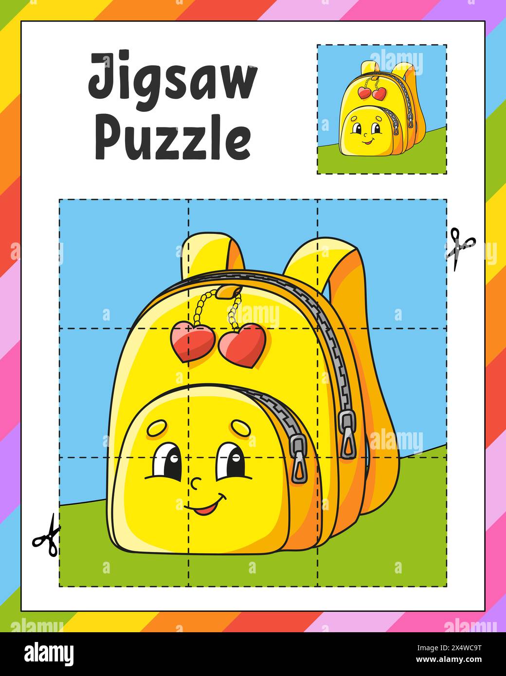 Jigsaw Puzzle. Cut and play. Square puzzle. Logic game for kids ...