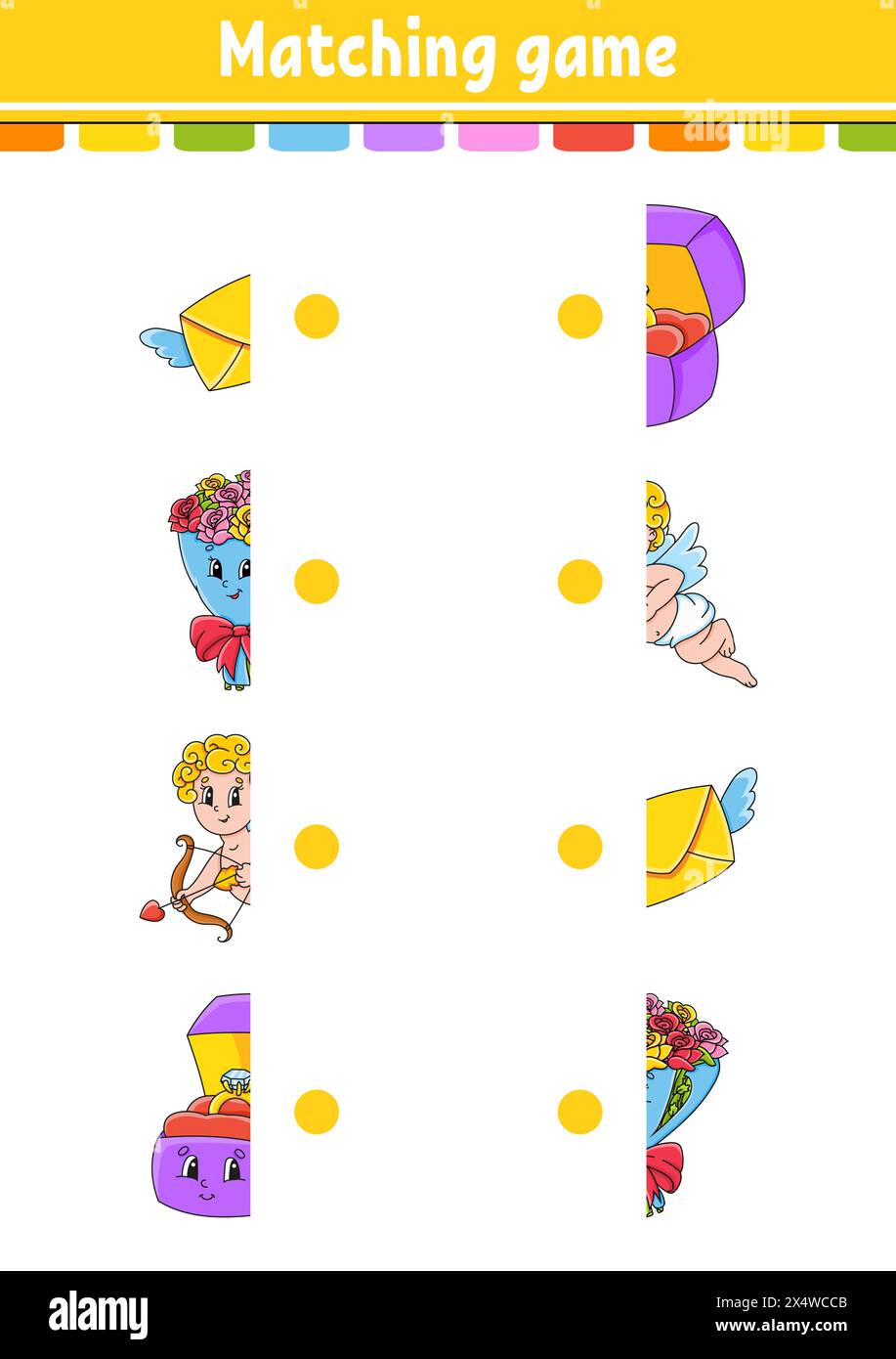 Matching game. Draw a line. Education developing worksheet. Activity ...