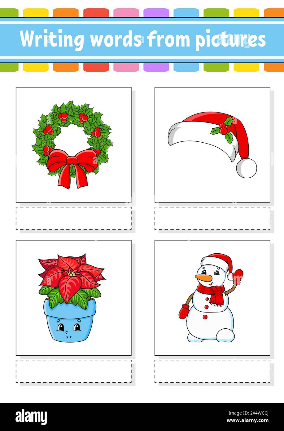 Writing words from pictures. Learn English words. Education developing ...