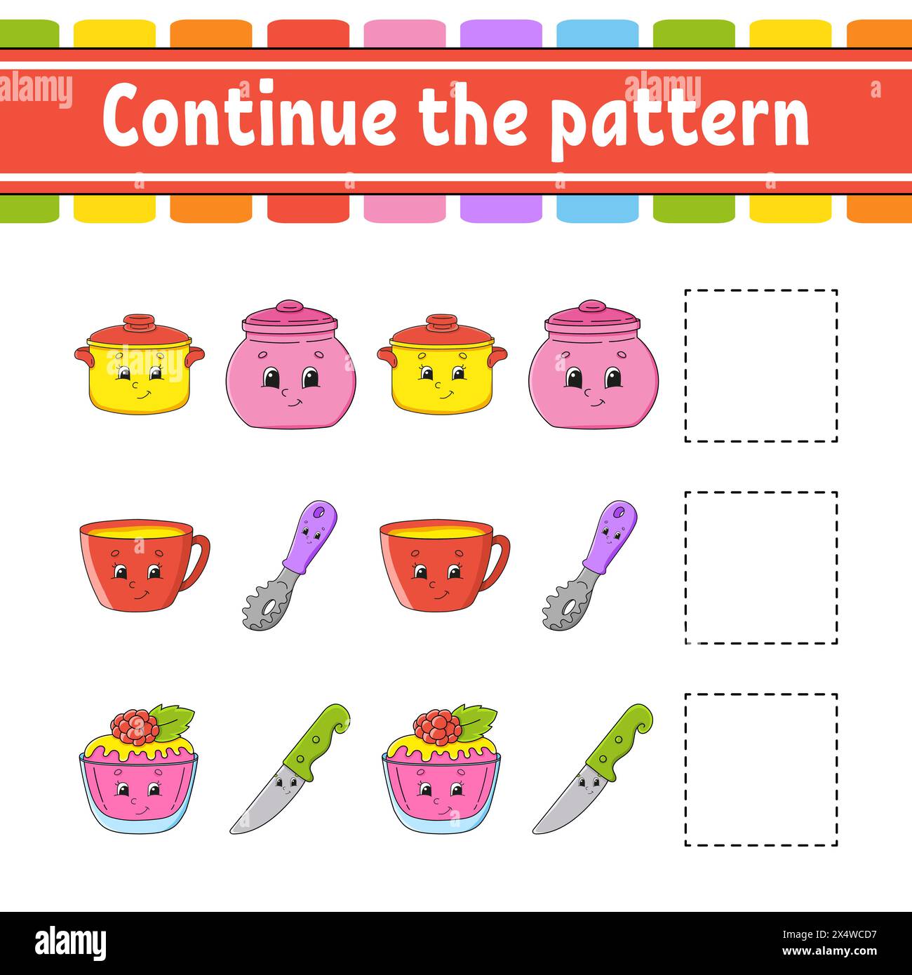 Continue the pattern. Education developing worksheet. Game for kids ...