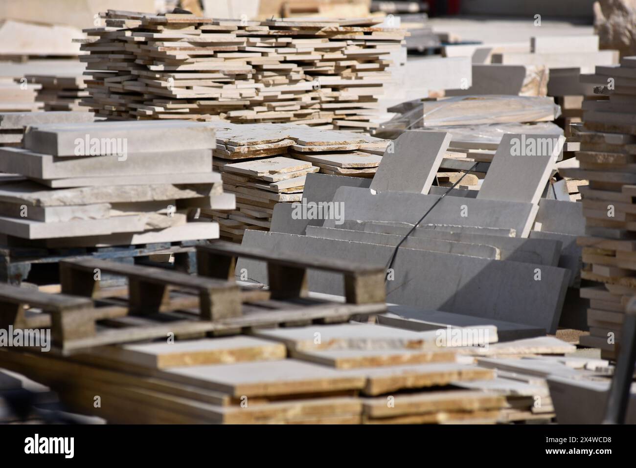 Workshop for the processing of stone products. Warehouse of decorative ...
