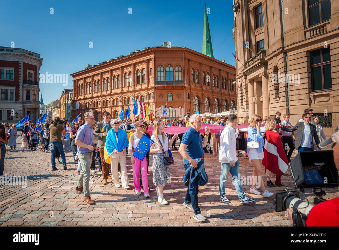 Festive Gathering in Riga Celebrating Latvia's EU Anniversary Stock ...