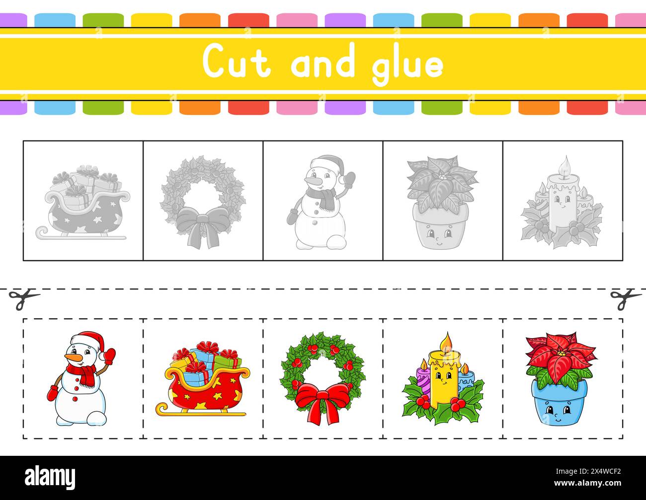 Cut and play. Paper game with glue. Flash cards. Education worksheet ...