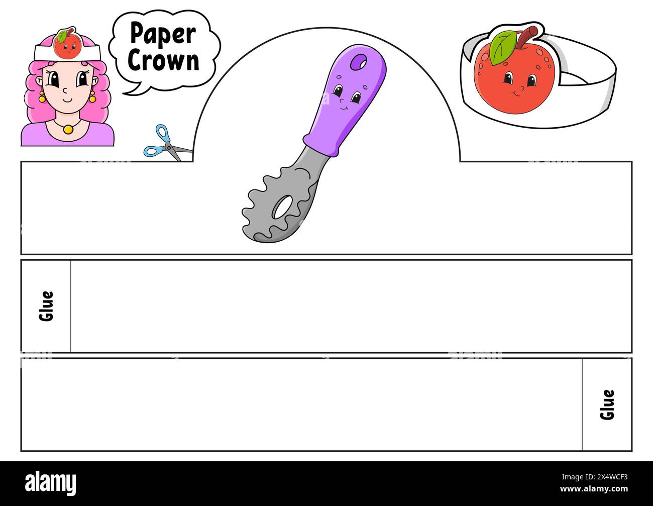 Paper crown template for kids. For games, pies, birthdays, holidays ...