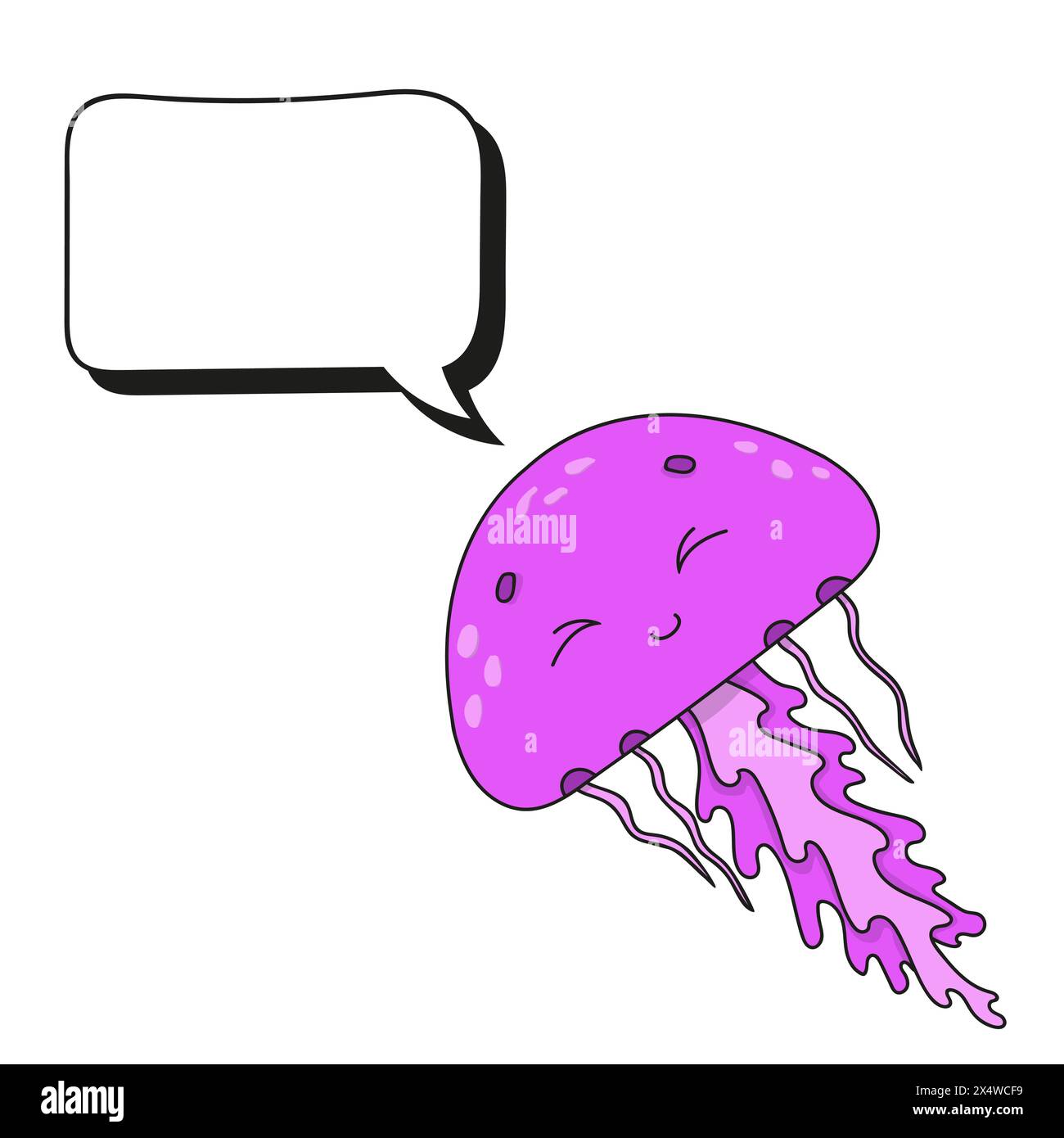 Speech bubble. With a cute cartoon character. Hand drawn. Thinking ...