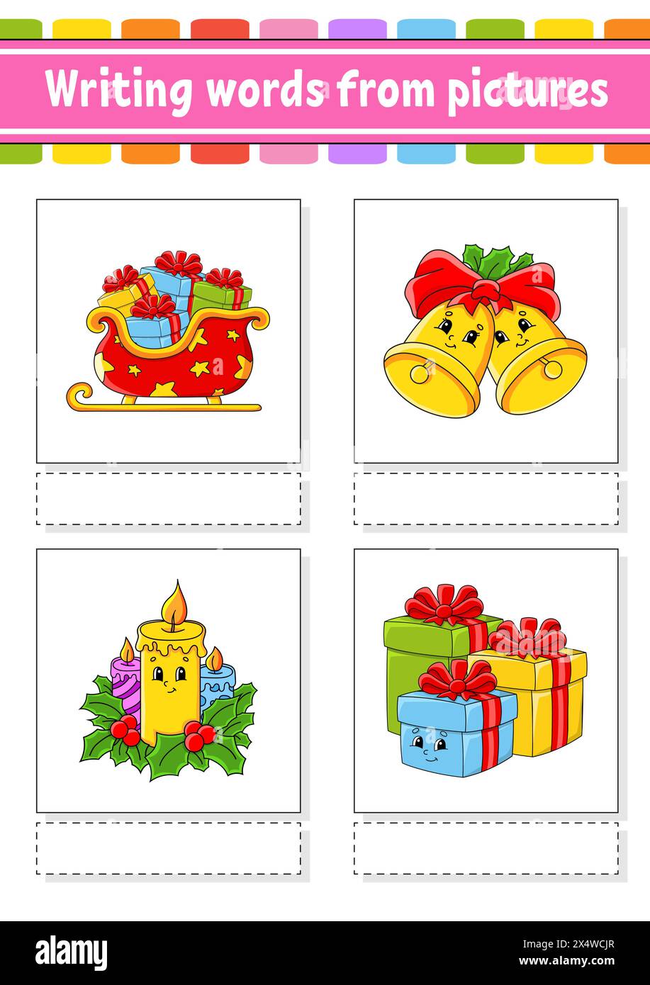 Writing words from pictures. Learn English words. Education developing ...