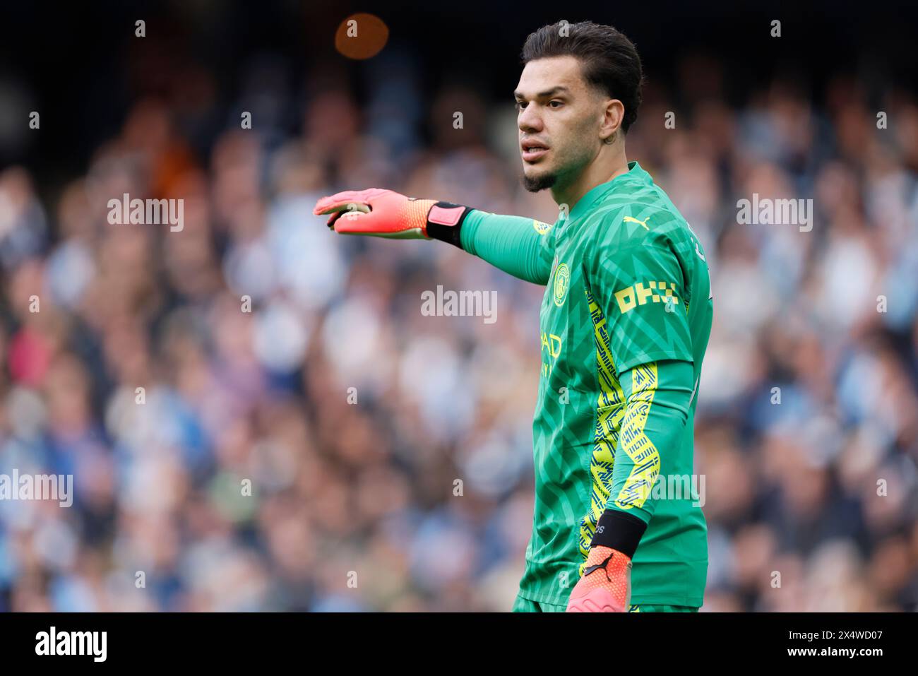 Manchester City goalkeeper Ederson during the Premier League match at ...