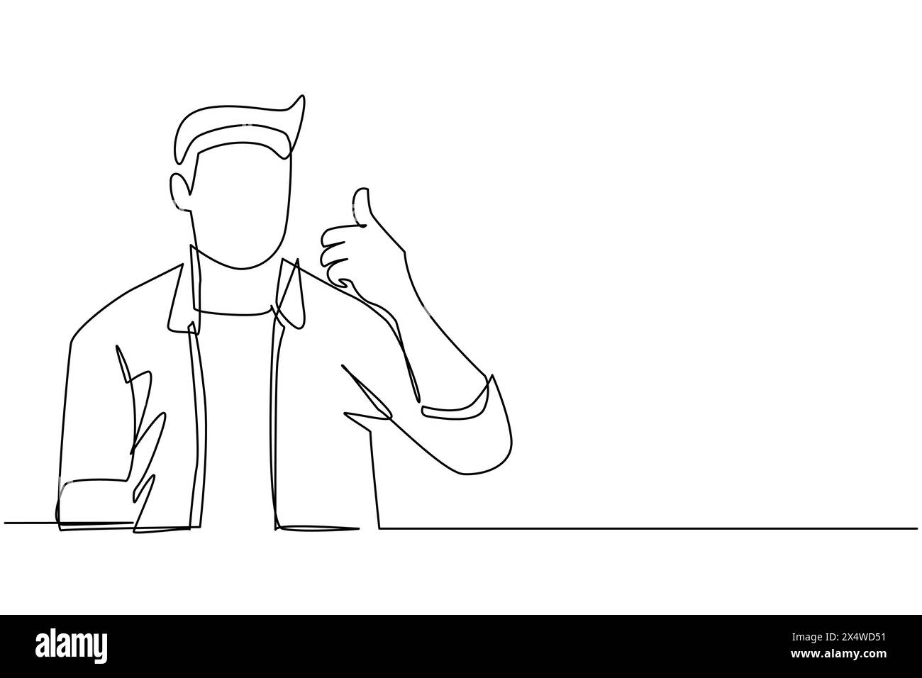 Single continuous line drawing confident businessman thumbs up. Excited ...