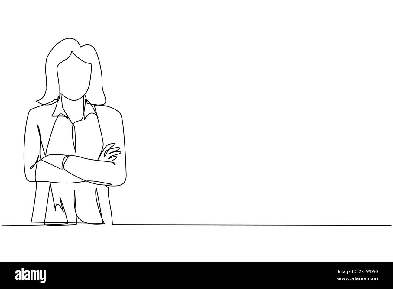 Single continuous line drawing smiling confident young woman in shirt ...