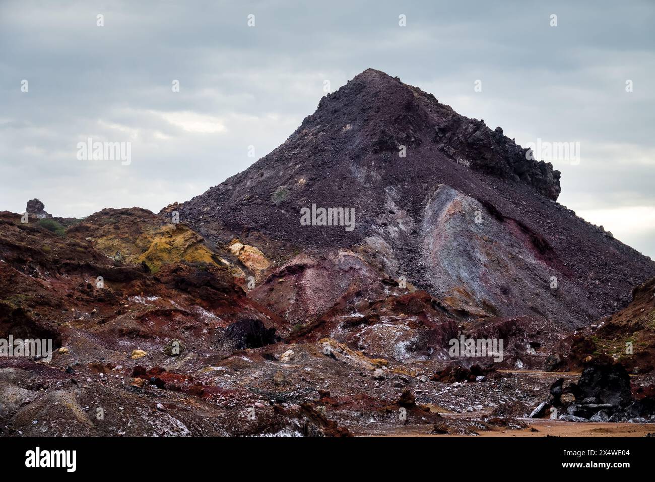Lava cone, external eruption in lime-sand dessert. Washing out of salts ...