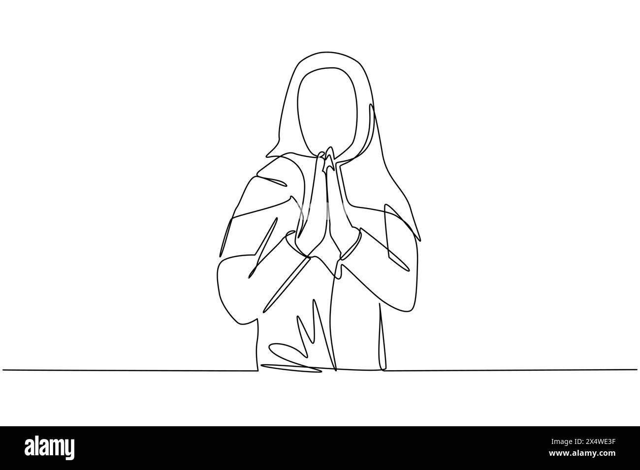 Single one line drawing Arabian businesswoman apologize, begging to ...