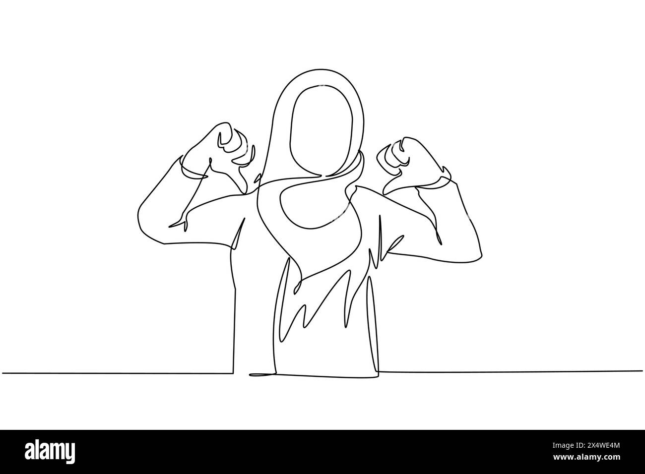 Single one line drawing unhappy Arab woman showing thumbs down sign ...