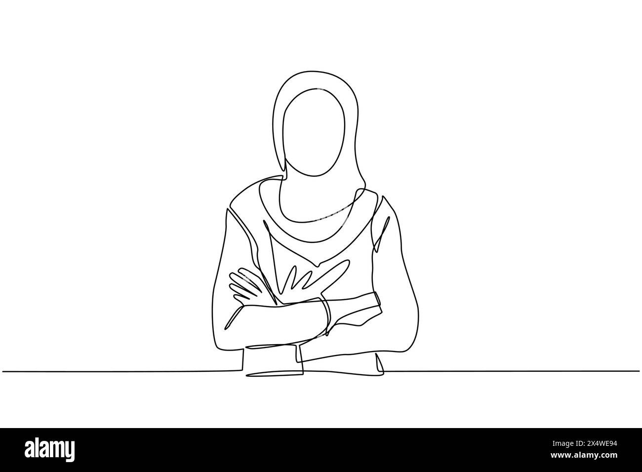 Continuous one line drawing smiling confident Arabian woman in hijab ...