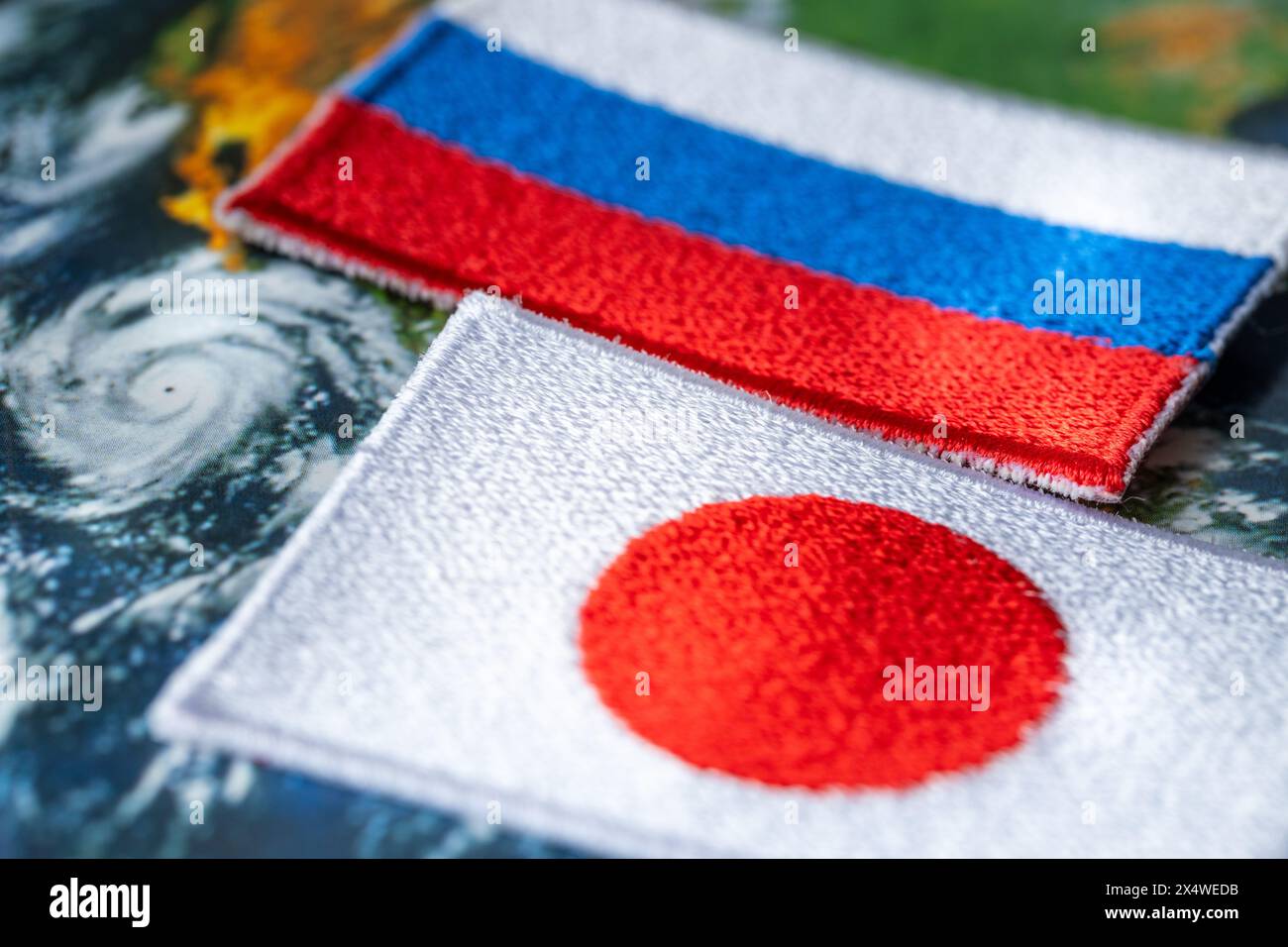Flag of Russia and Japan, Common border and neighborly relations Stock ...