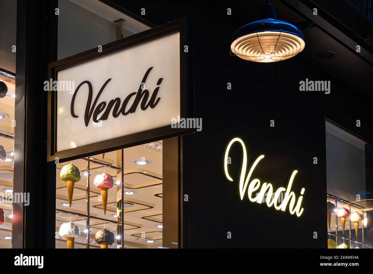 London, United Kingdom - April 29, 2024: Venchi is an Italian gourmet chocolate manufacturer ...