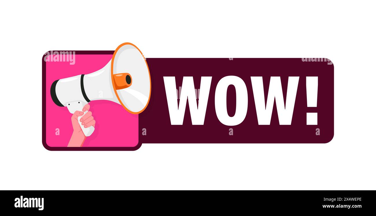 Wow. Hand hold megaphone speaker for announce. Attention please ...