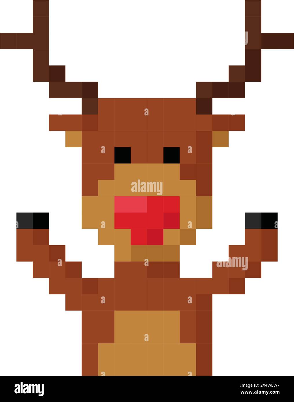 Rudolph, reindeer with red nose. icon in 8 bit style Stock Vector Image ...