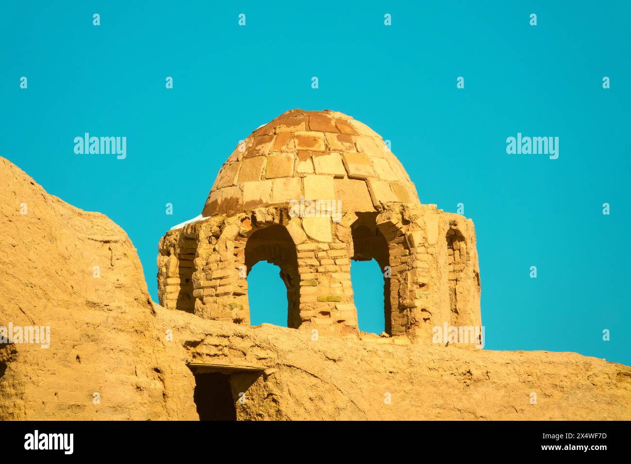 The abandoned old village is built of mud bricks (adobe brick; airbrick ...