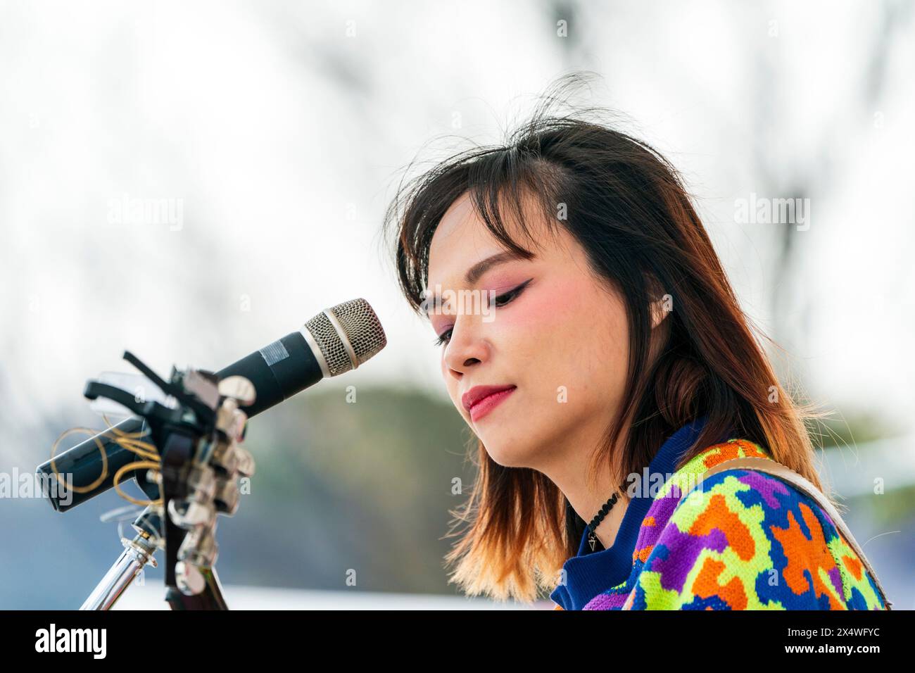 The Taiwanese singer song writer and guitarist PiA in concert on an ...