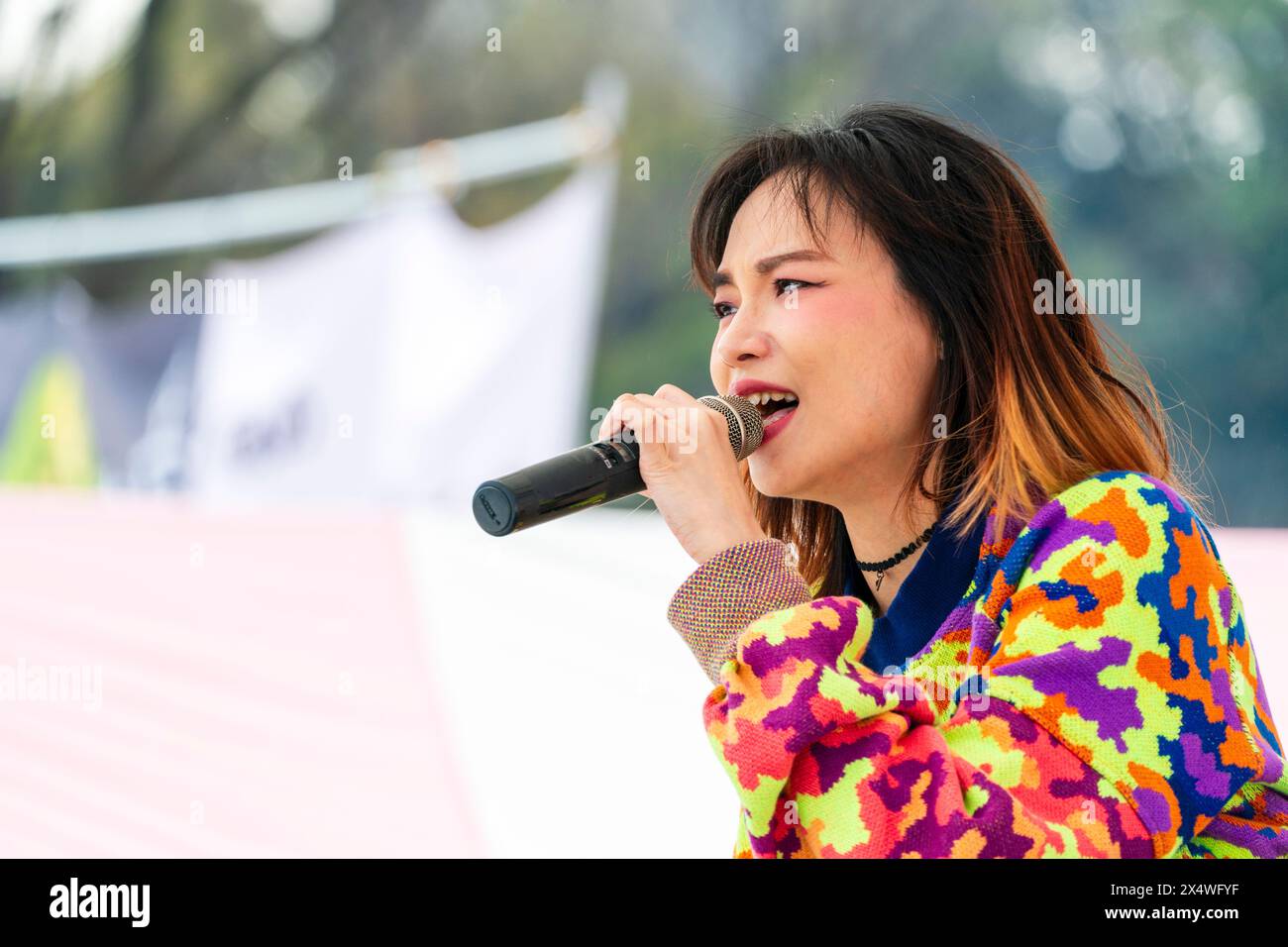 The Taiwanese singer song writer and guitarist PiA in concert on an ...