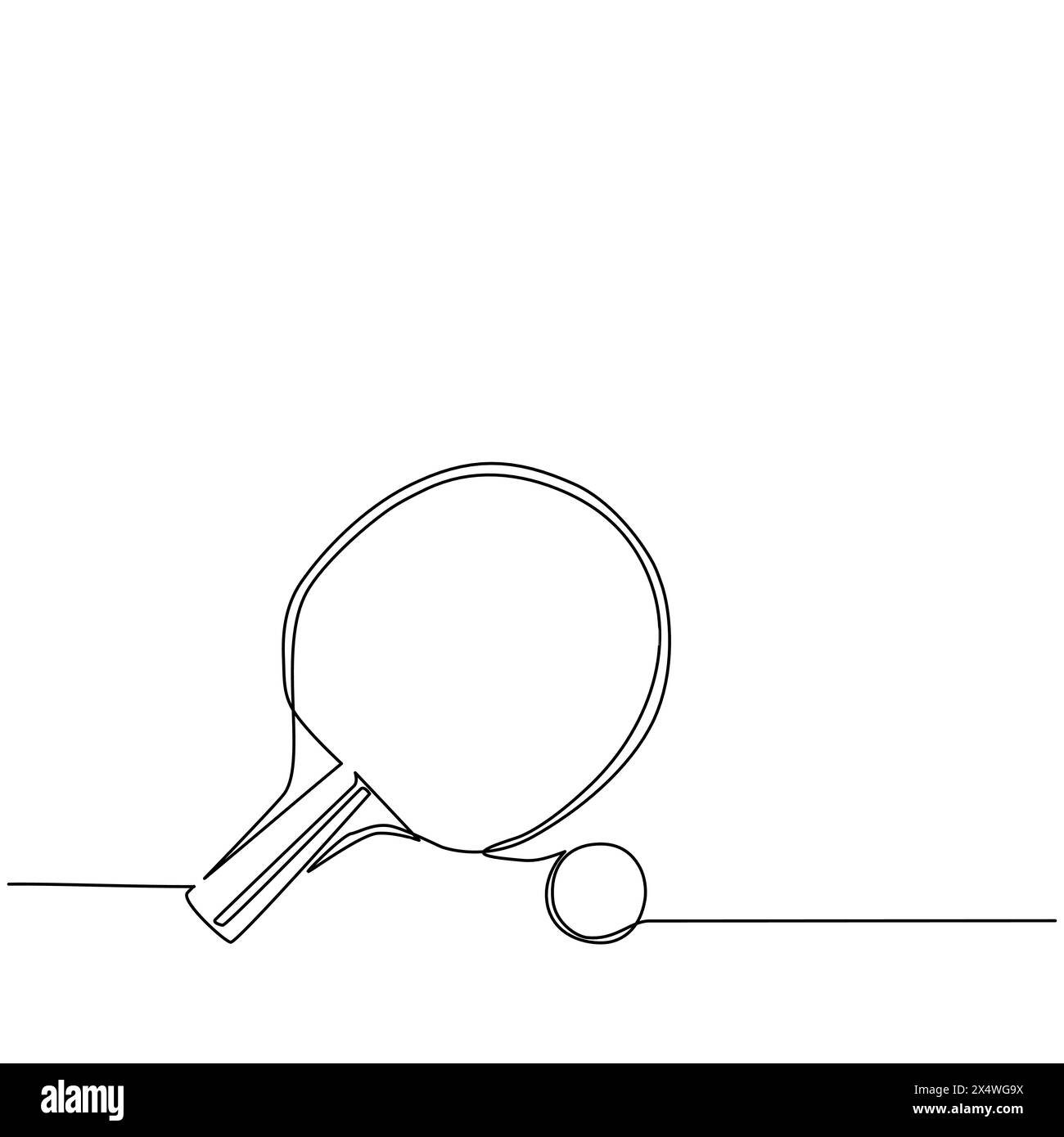 Single continuous line drawing table tennis racket and ball. Ping-pong ...