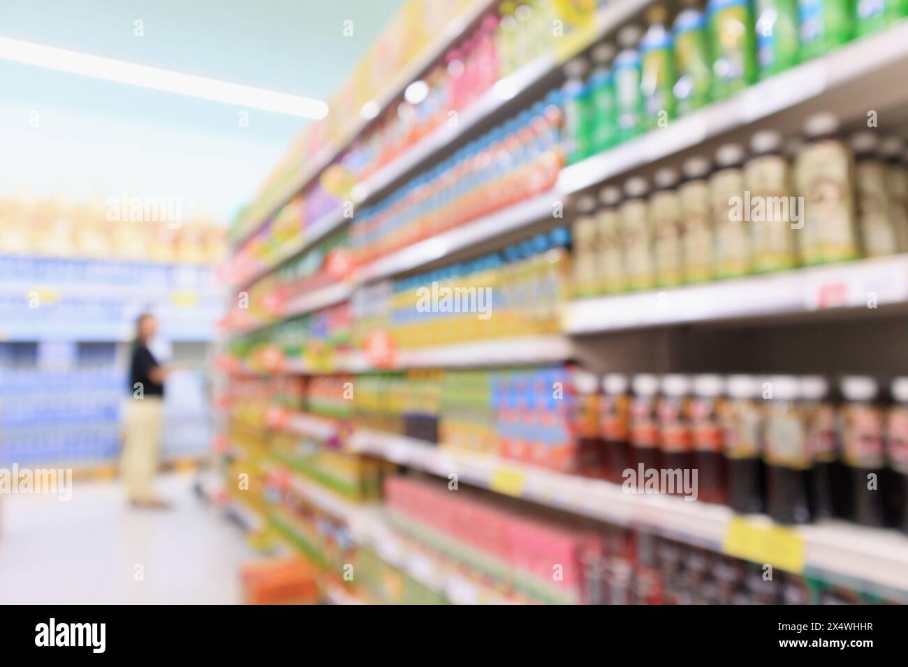 Abstract blur supermarket aisle background Stock Photo - Alamy