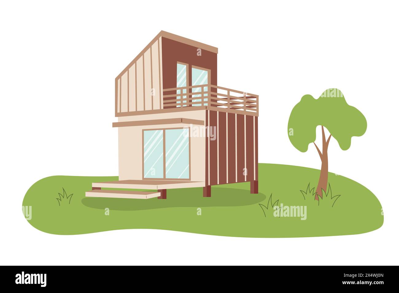 Modular home. Wooden eco-friendly modular house. New modular housing ...